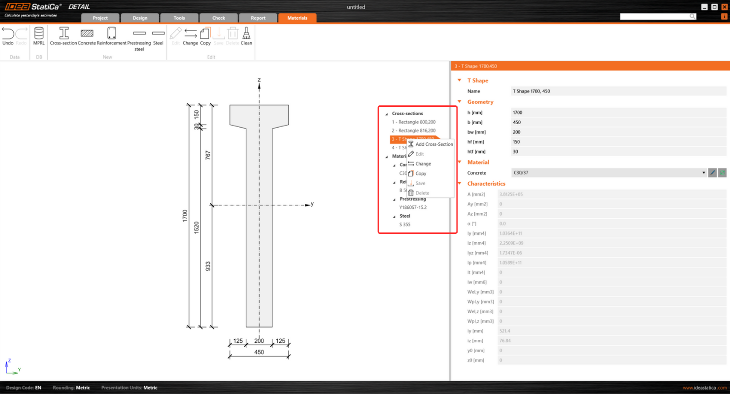 Unified Materials tab in Detail | IDEA StatiCa